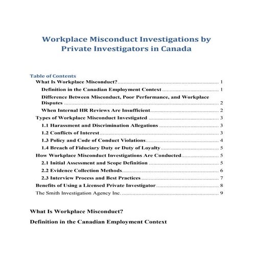 Workplace Misconduct Investigations by Private Investigators in Canada ...