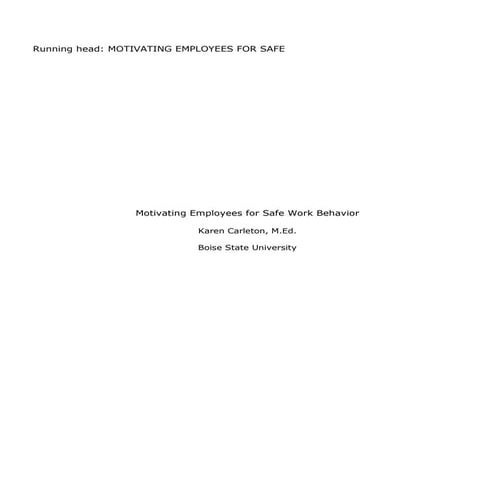 Workplace Safety Motivation | PDF