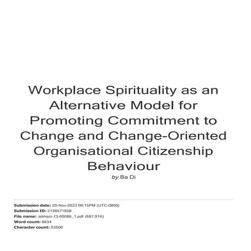 Workplace Spirituality as an Alternative Model for Promoting Commitment ...