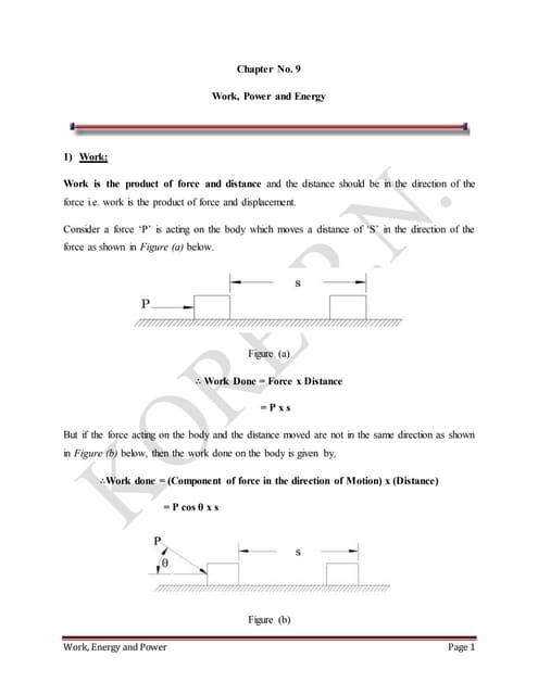 Worksheet on work,power and energy class 9 | PDF