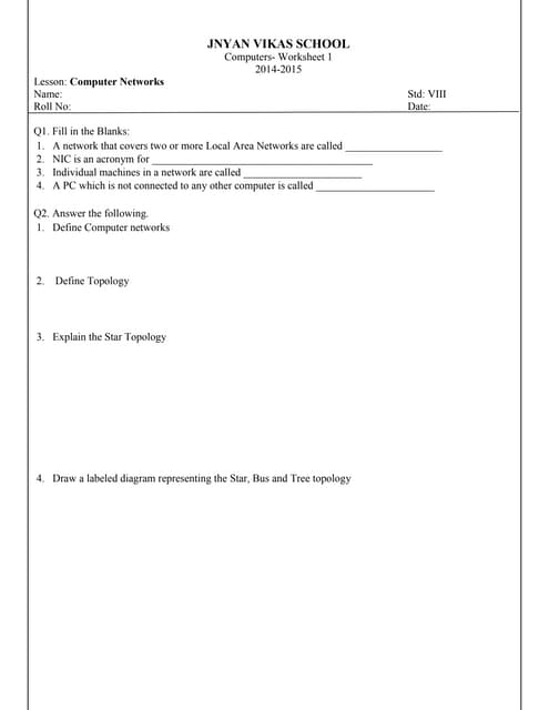 Computer Worksheet Class 8 with answers | DOCX | Internet | Computing