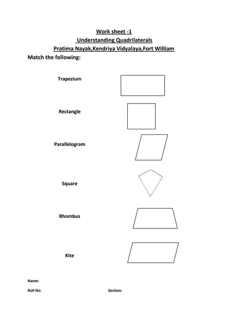 Worksheet 3 understanding the quadrilaterals | PDF