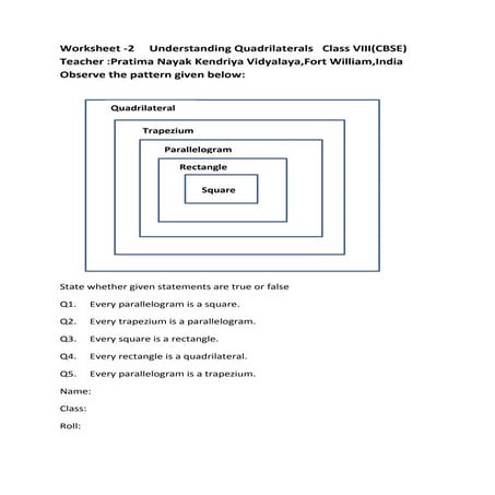 Worksheet 2 understanding quadrilaterals | PDF