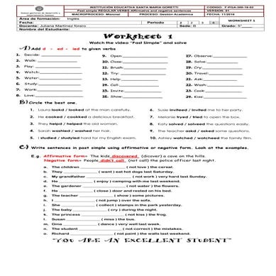 Worksheet 1- I have / I need | PDF