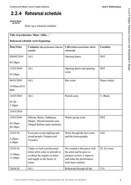 2.2.4 Rehearsal Schedule | DOC | Law