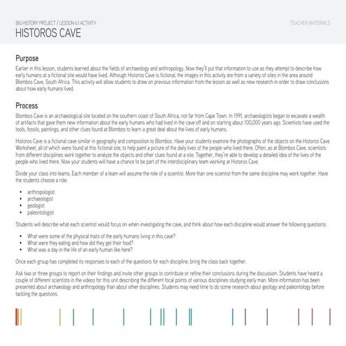 Lesson 6.1 Activity: Historos Cave | PDF
