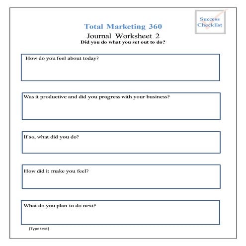 Worksheet 4 daily journal | DOCX