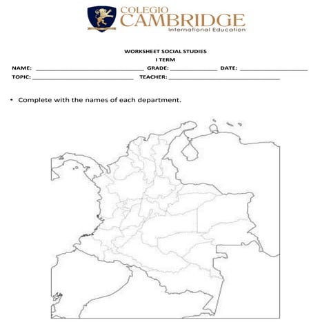 Worksheet 5 departments of colombia | PDF