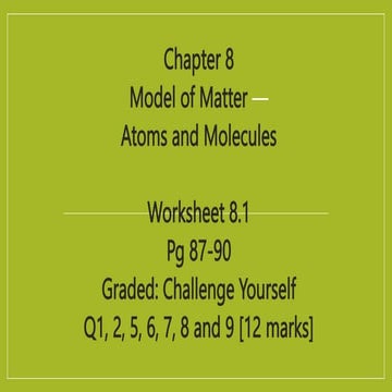 Worksheet 8.1 atoms and molecules | PPTX