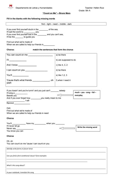 Bruno mars count on me student version | PDF