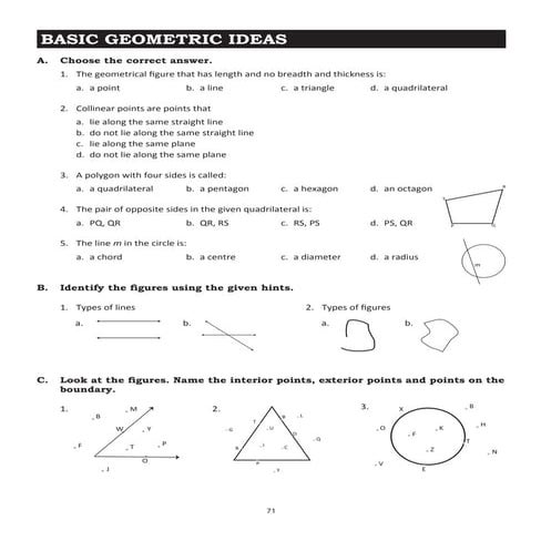 CBSE Grade 6 Mathematics Basic Geometrical Ideas Worksheet (NMT) | PDF