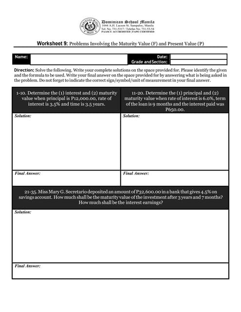 Worksheet 10 problems involving the exact (ie) and the ordinary (io ...