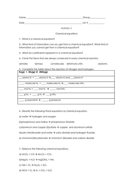 Worksheet mole relationships | DOC