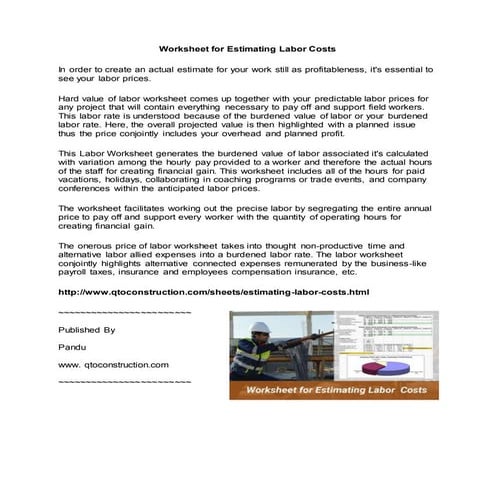 Worksheet for Estimating Labor Costs | DOCX