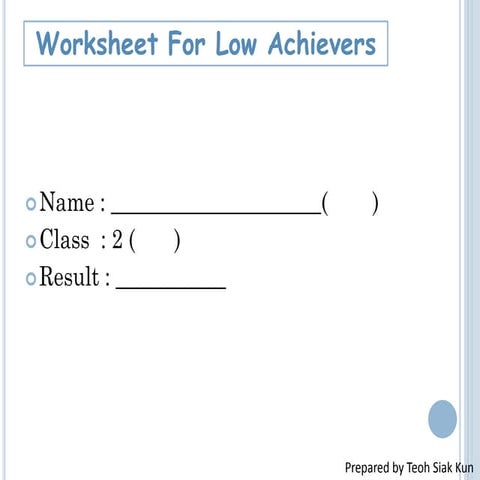 Worksheet For Low Achievers | PDF