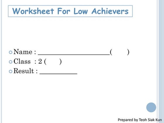 Worksheet For Low Achievers | PDF