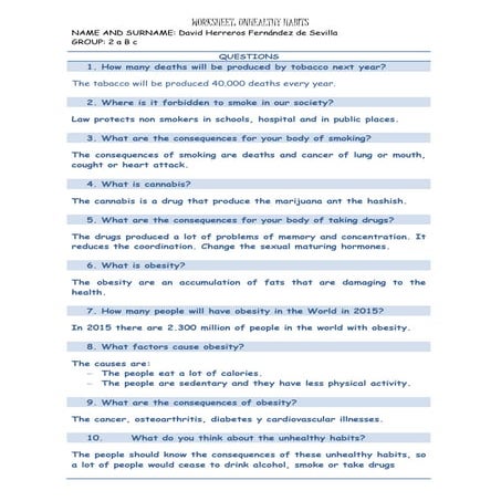 Worksheet Healthy Habits | DOCX