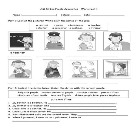 Job Descriptions Occupations And Places Of Work Worksheet B1 Getting