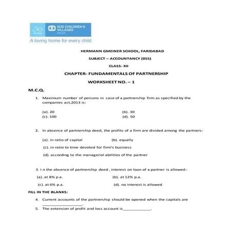 A/c Worksheet no. 1 | PDF