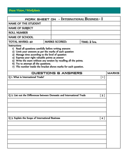 Work sheet on chapter 2 | PDF