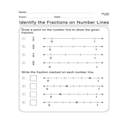 worksheet on comparing fractions using numebr line .pdf | Physics | Science