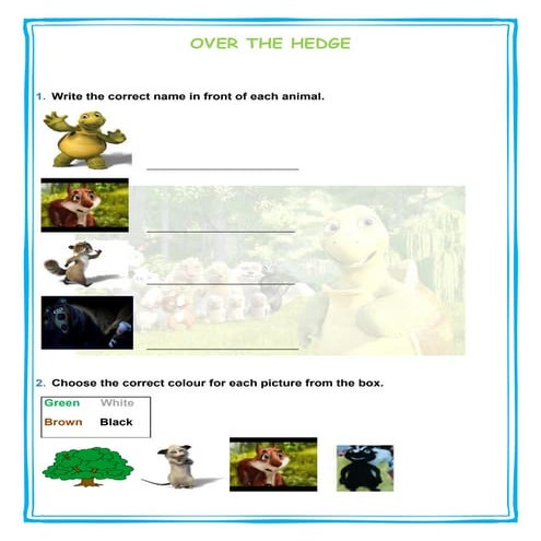 Worksheet over the hedge | PDF