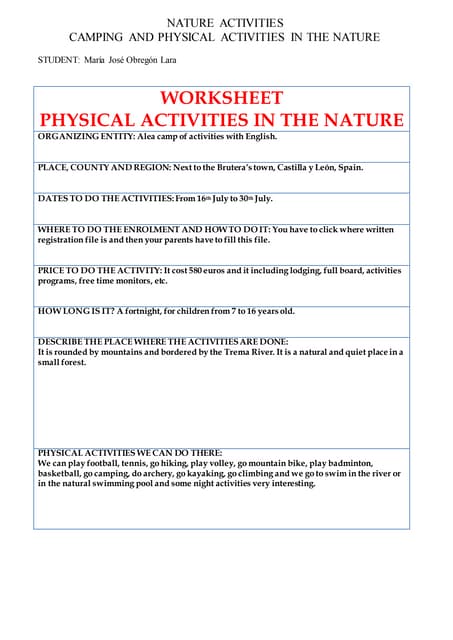 8.1. ws nature activities places to do nature physical activities | PDF