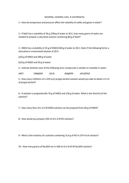 Worksheet solubility and solubility rules | PDF