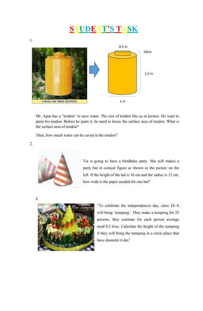 Worksheet determine the surface area of a sphere | DOCX