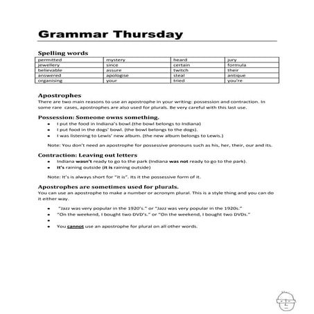 Apostrophe- omission and possession | PPT