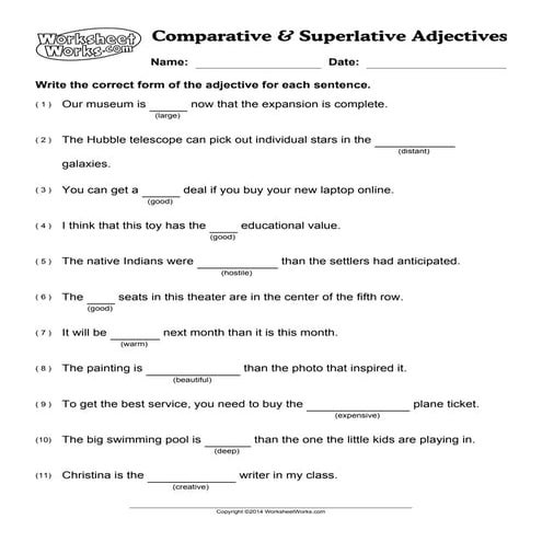 Worksheet works-comparative__superlative_adjectives_2 | PDF