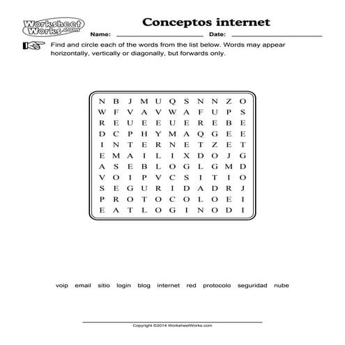 Sopa de letras conceptos de internet | PDF