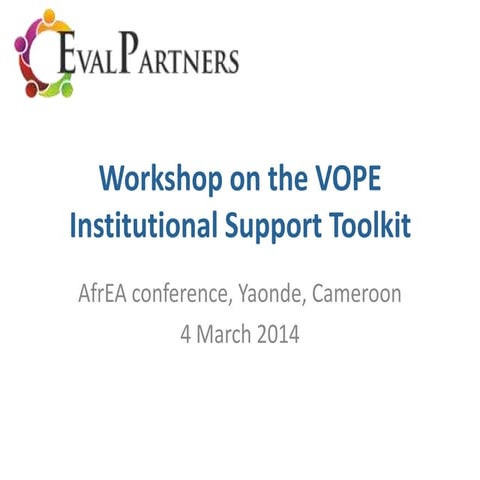 VOPE Toolkit Workshop presentation at #Afrea2014 | PPT