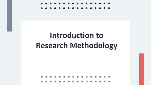 Workshop Introduction To Research Methodologypdf