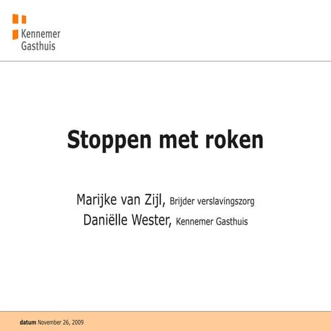 Workshop 1 Stoppen Met Roken | PPT