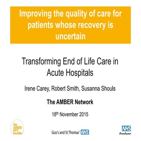 Transforming End of Life Care in Acute Hospitals AM Workshop 2: AMBER ...