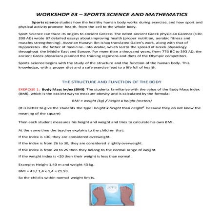 Workshop #3 sports science & mathematics | DOCX