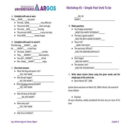 Workshop #5b - Simple Past Verb To be.docx