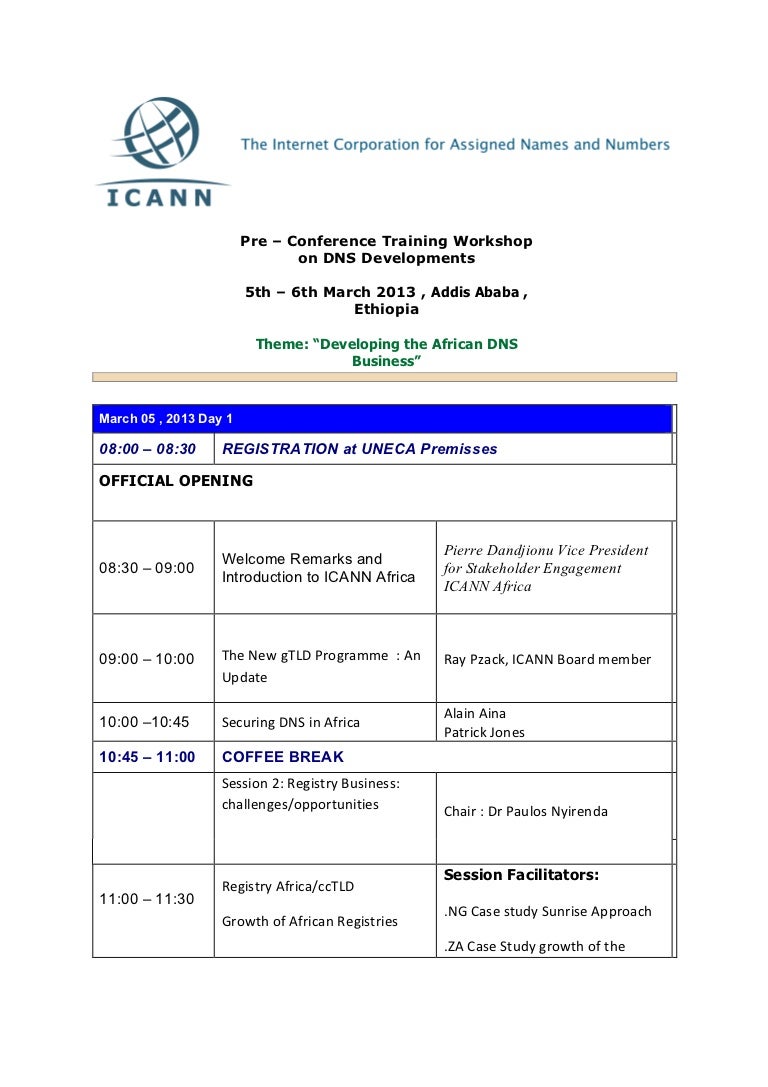 Workshop agenda addis ababa 24 feb
