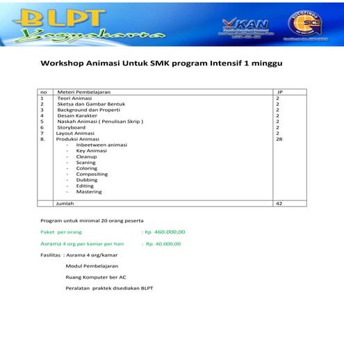 Workshop animasi untuk smk program intensif 1 minggu | PDF