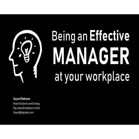 Workshop on Being an Effective Manager at Workplace | PDF