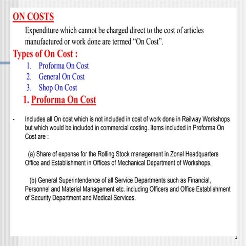 Workshop costing elements | PPTX
