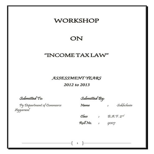 Workshop file on income tax law | PDF