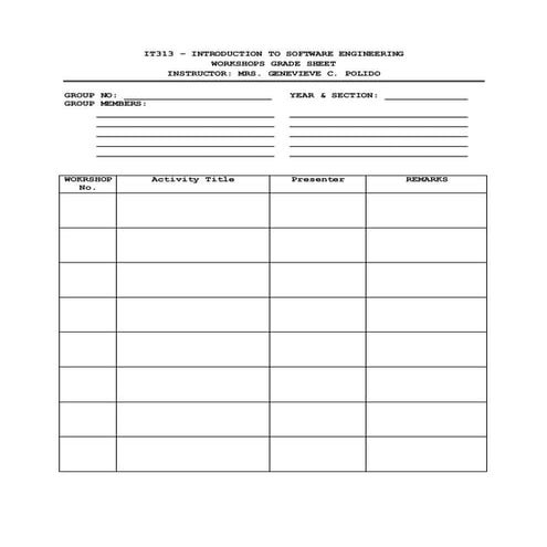 Workshop grade sheet | DOCX