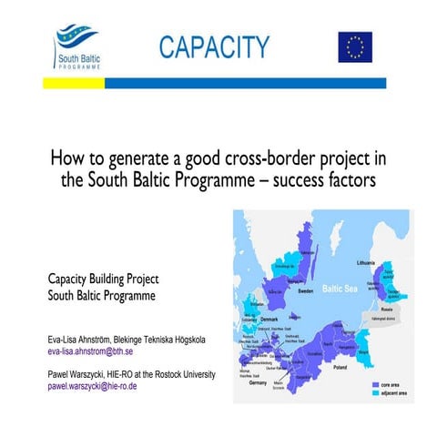 How to generate a good cross-border project in the South Baltic ...