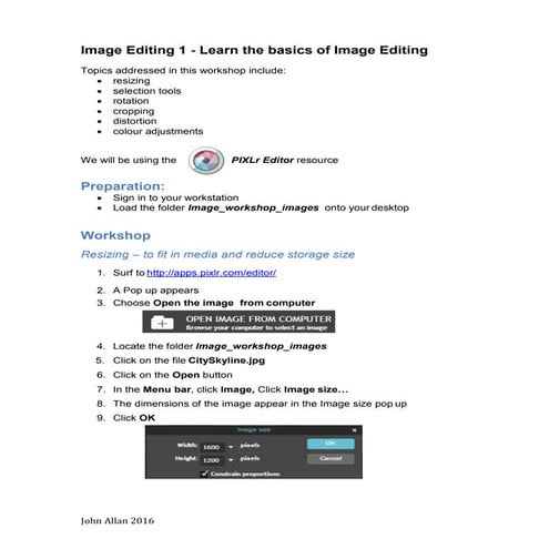 Image Editing Basics Workshop | PDF