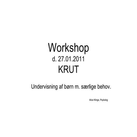 Workshop, KRUt | PPT