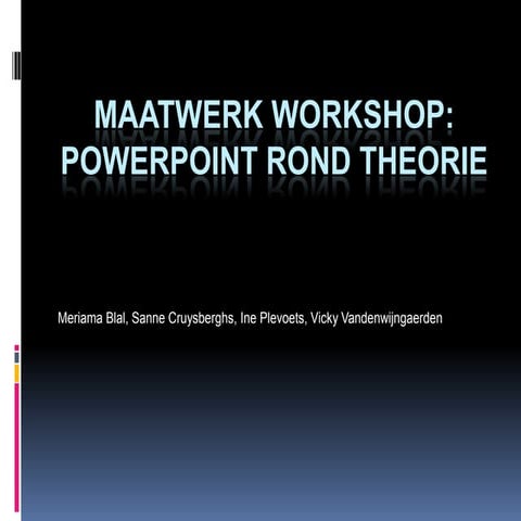 Workshop maatwerk | PPT
