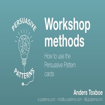 Workshop methods for designing with persuasive patterns | PDF