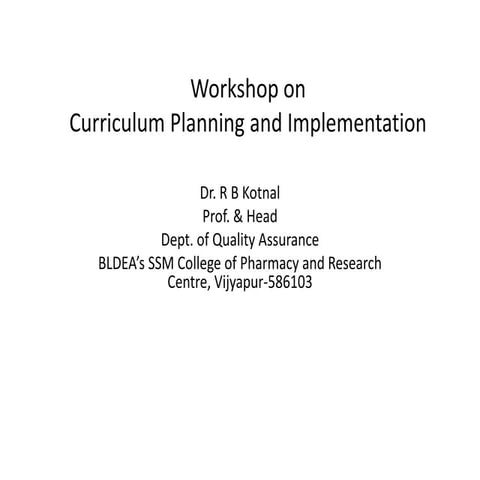 Workshop on curricular planning and implementation | PPT